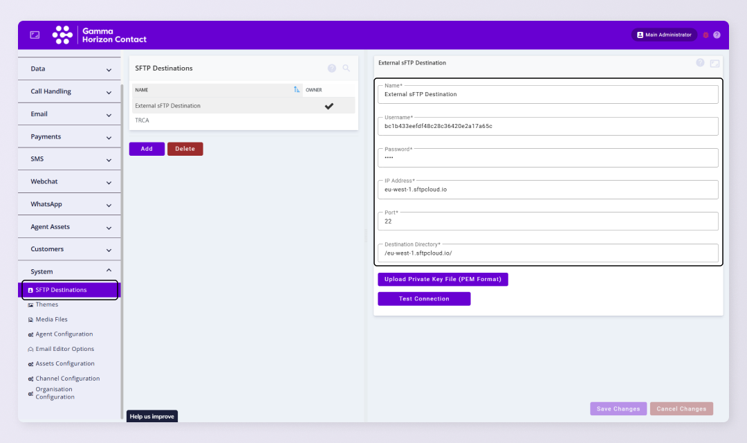 Configuring an SFTP destination - Administrator Knowledge Base