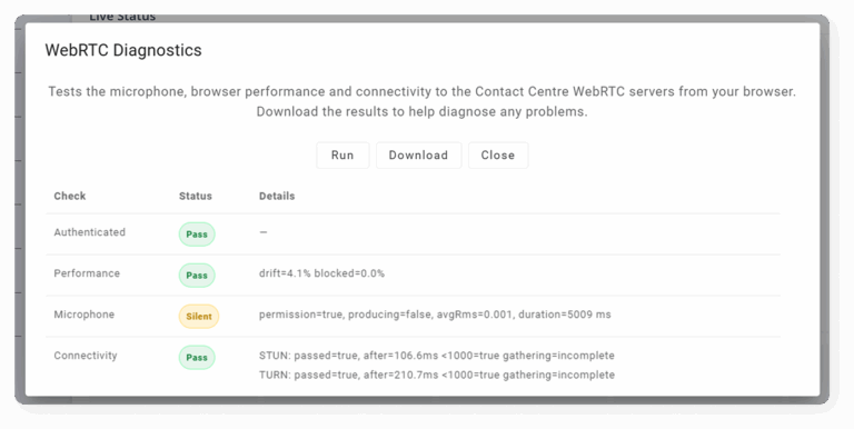 Understanding WebRTC diagnostic tests - Administrator Knowledge Base